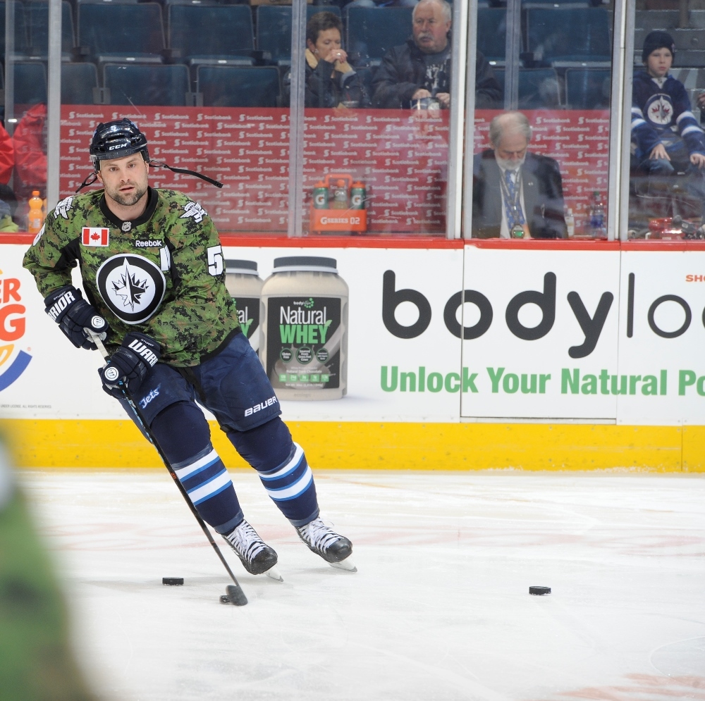 Mark Stuart - Warm up Worn Canadian Forces Night Jersey - Winnipeg Jets ...
