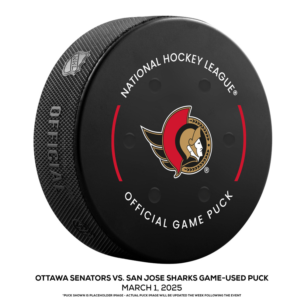 Ottawa Senators Game-Used Puck vs. San Jose Sharks on March 1, 2025 ...