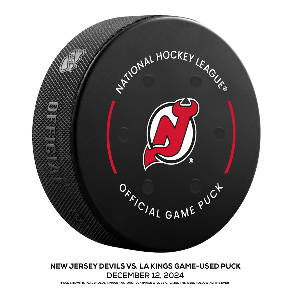 New Jersey Devils Game-Used Puck vs. Los Angeles Kings on December 12 ...
