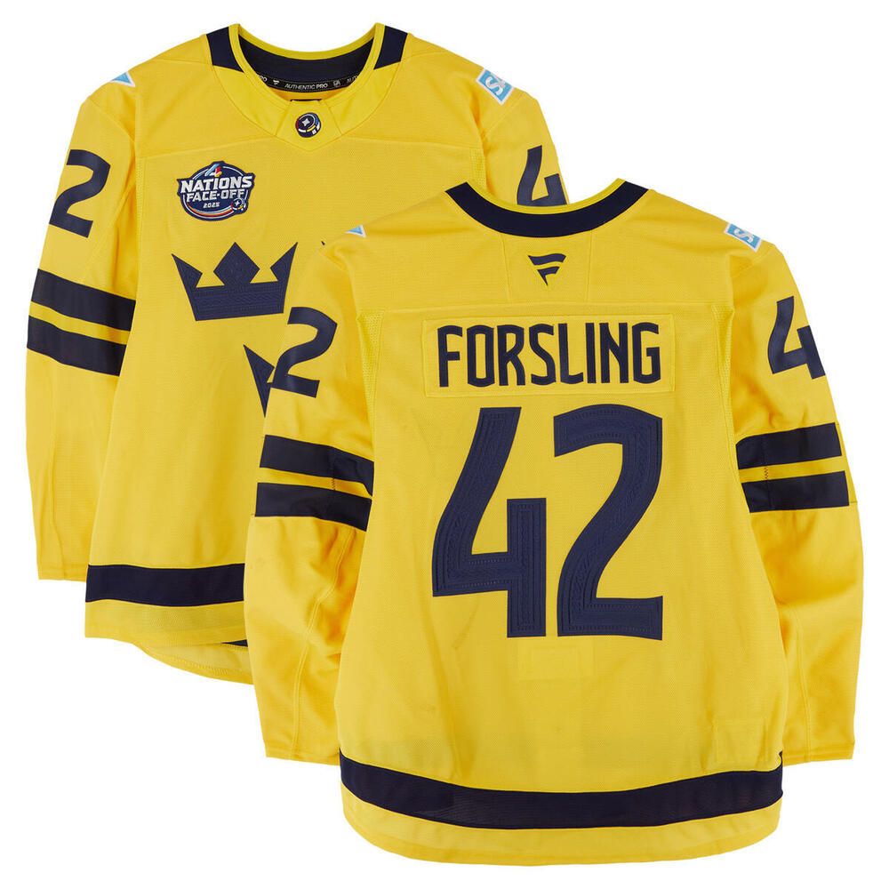 Gustav Forsling Team Sweden Game-Used #42 Yellow Jersey Worn During The ...