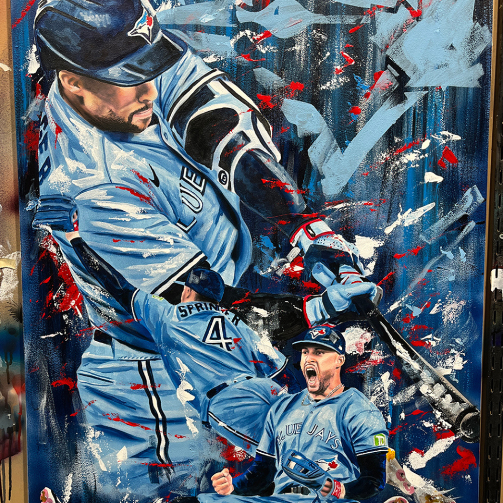 One-of-a Kind Autographed George Springer Painting | Toronto Blue Jays ...
