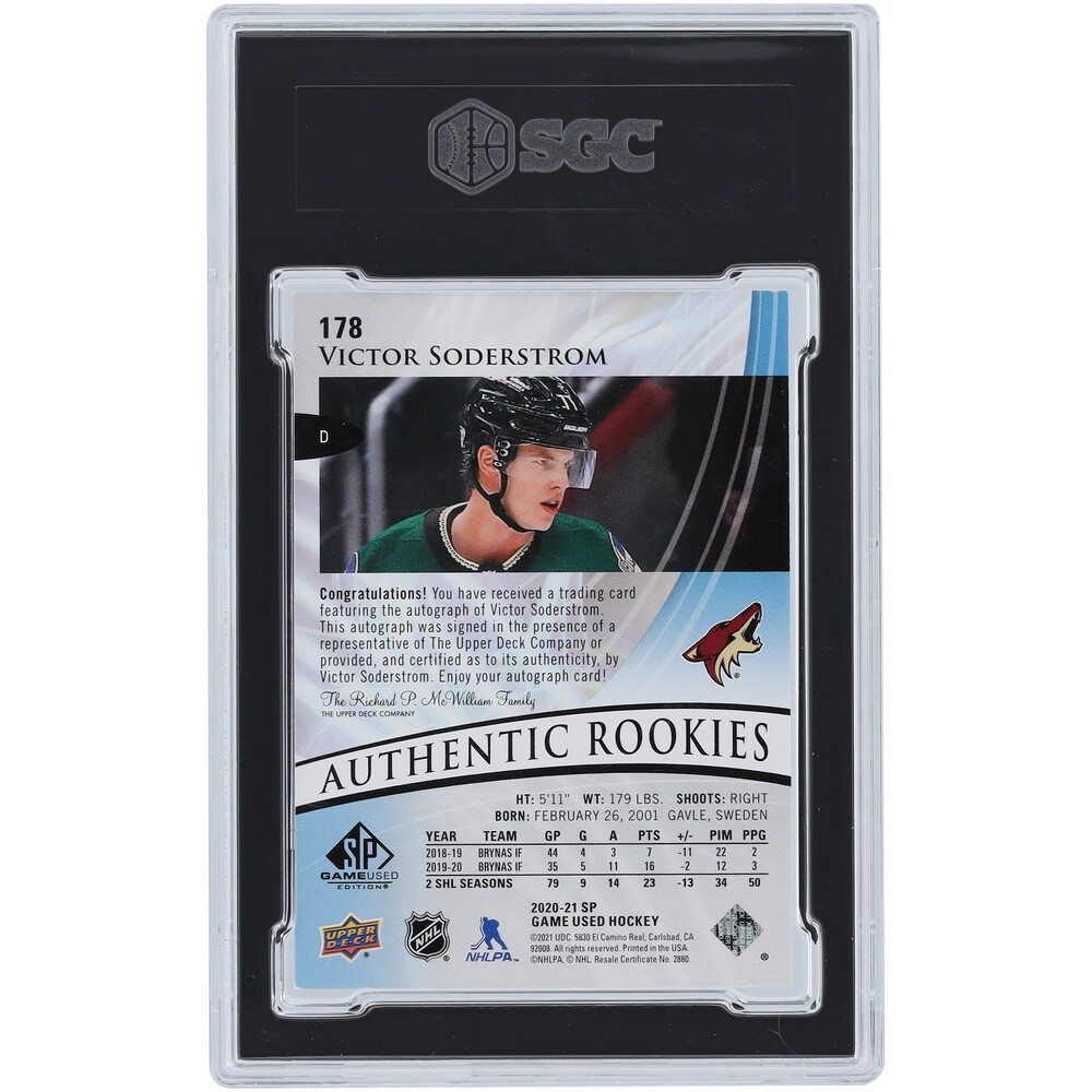 Victor Soderstrom Arizona Coyotes Autographed 2020-21 Upper Deck SP ...