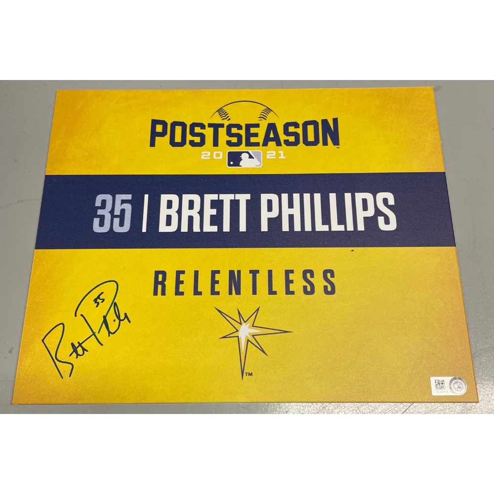 Team Issued Autographed ALDS Locker Tag: Brett Phillips - 2021 | Tampa ...