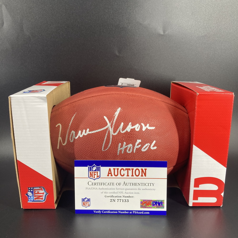 HOF - Vikings Warren Moon Signed Authentic Football with ""HOF 06 ...