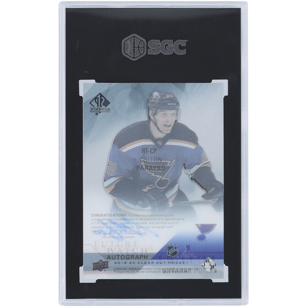 Colton Parayko St. Louis Blues Autographed 2019-20 Upper Deck Clear Cut ...