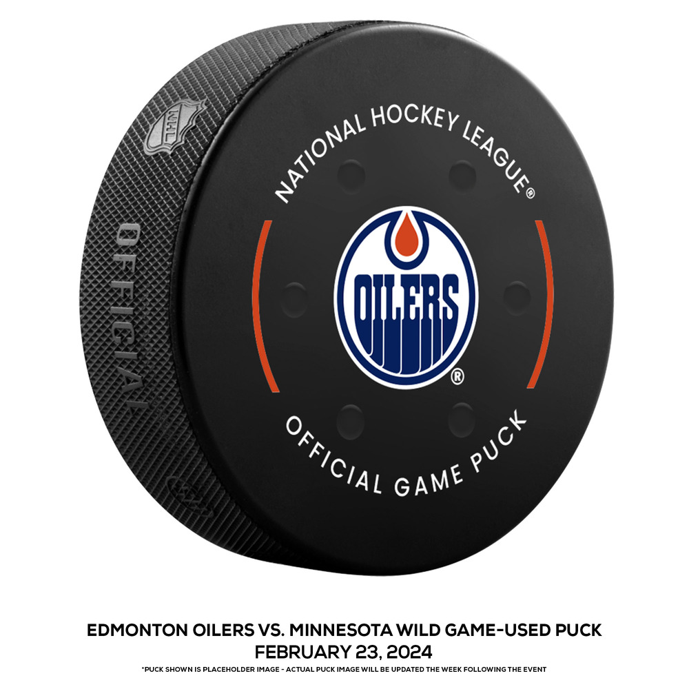 Edmonton Oilers Game-Used Puck vs. Minnesota Wild on February 23, 2024 ...