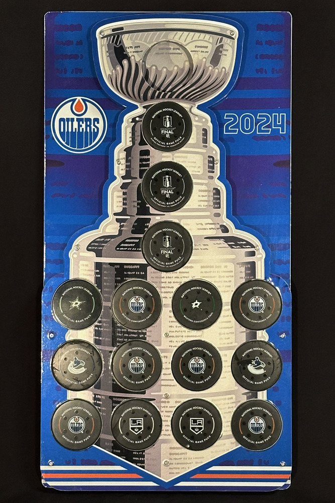 Edmonton Oilers Locker Room Custom Puck Display With Game Pucks ...