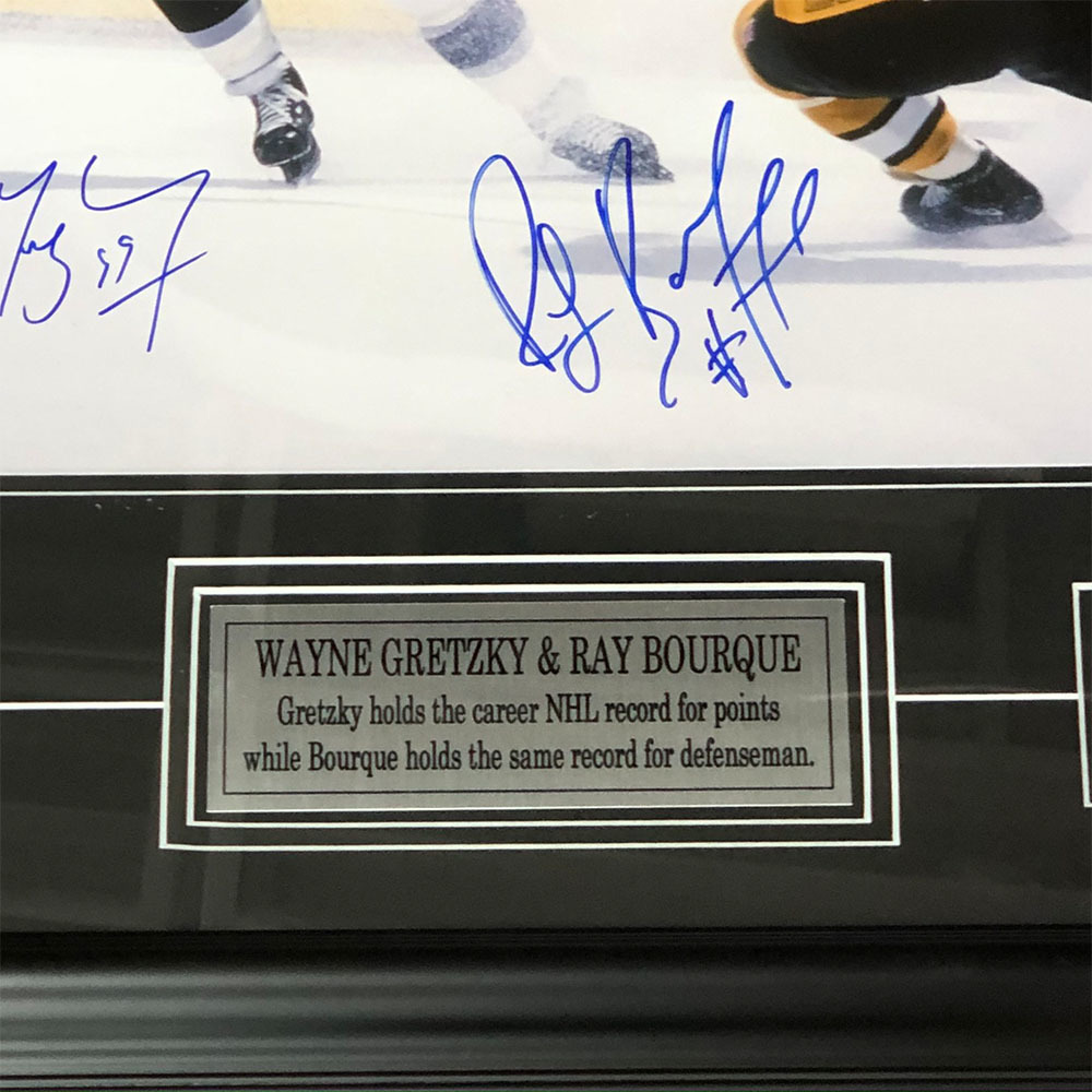 Wayne Gretzky & Ray Bourque Framed Autographed 16X20 Photo - NHL Auctions