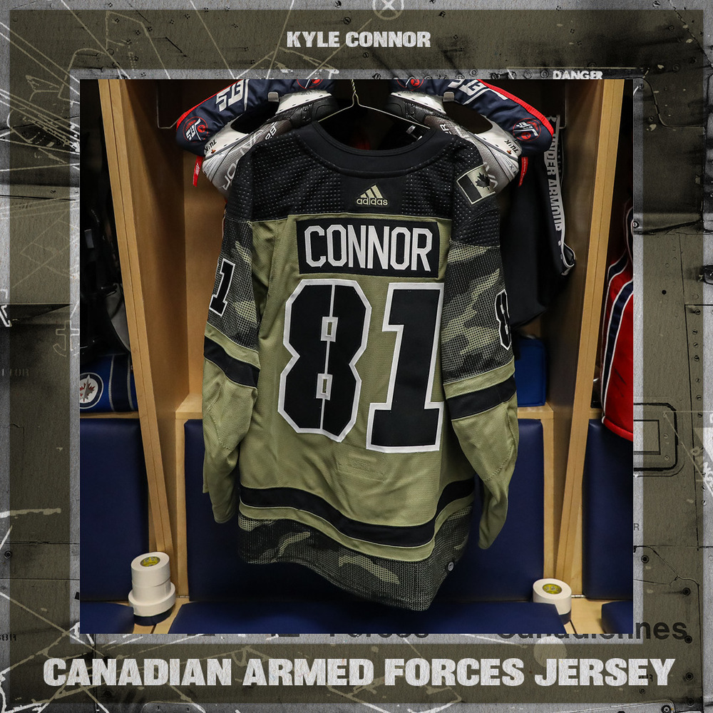 KYLE CONNOR Warm Up Worn Canadian Armed Forces Jersey - NHL Auctions