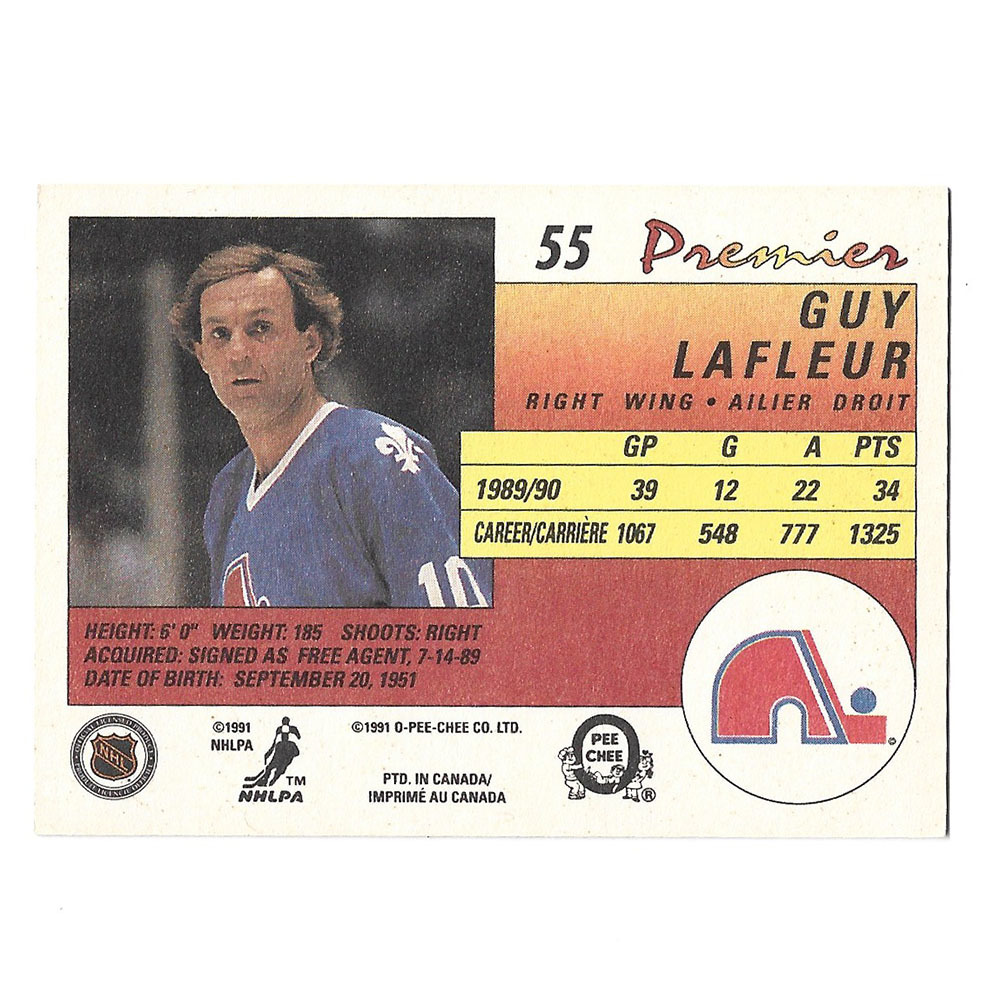 Guy Lafleur Autographed 1991-92 O-Pee-Chee Premier Card - NHL Auctions