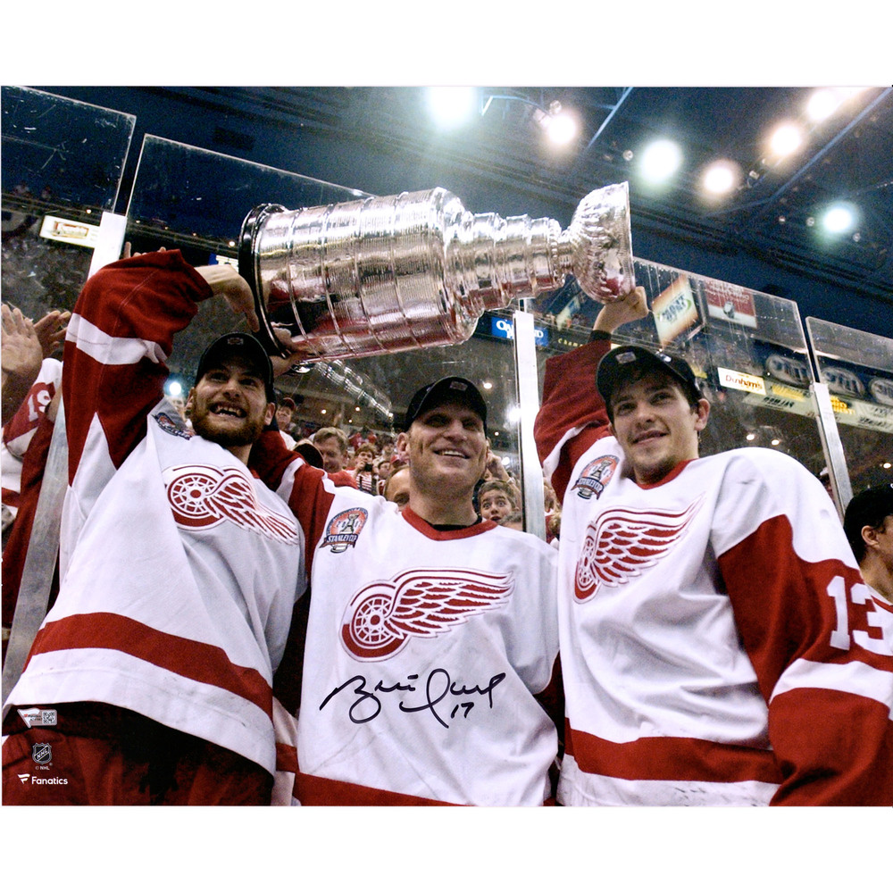 Brett Hull Detroit Red Wings Autographed 16" x 20" Raising Cup ...
