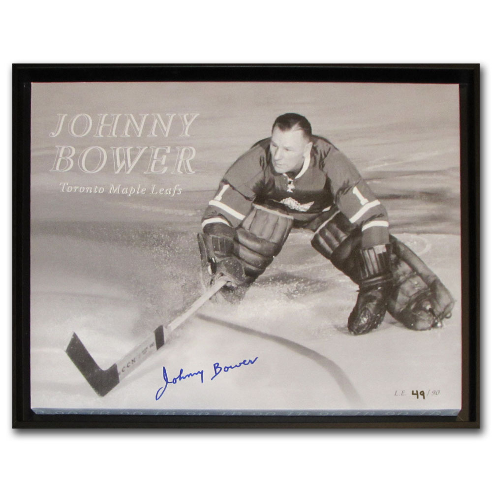 Johnny Bower Autographed Toronto Maple Leafs Framed Canvas - 90th ...