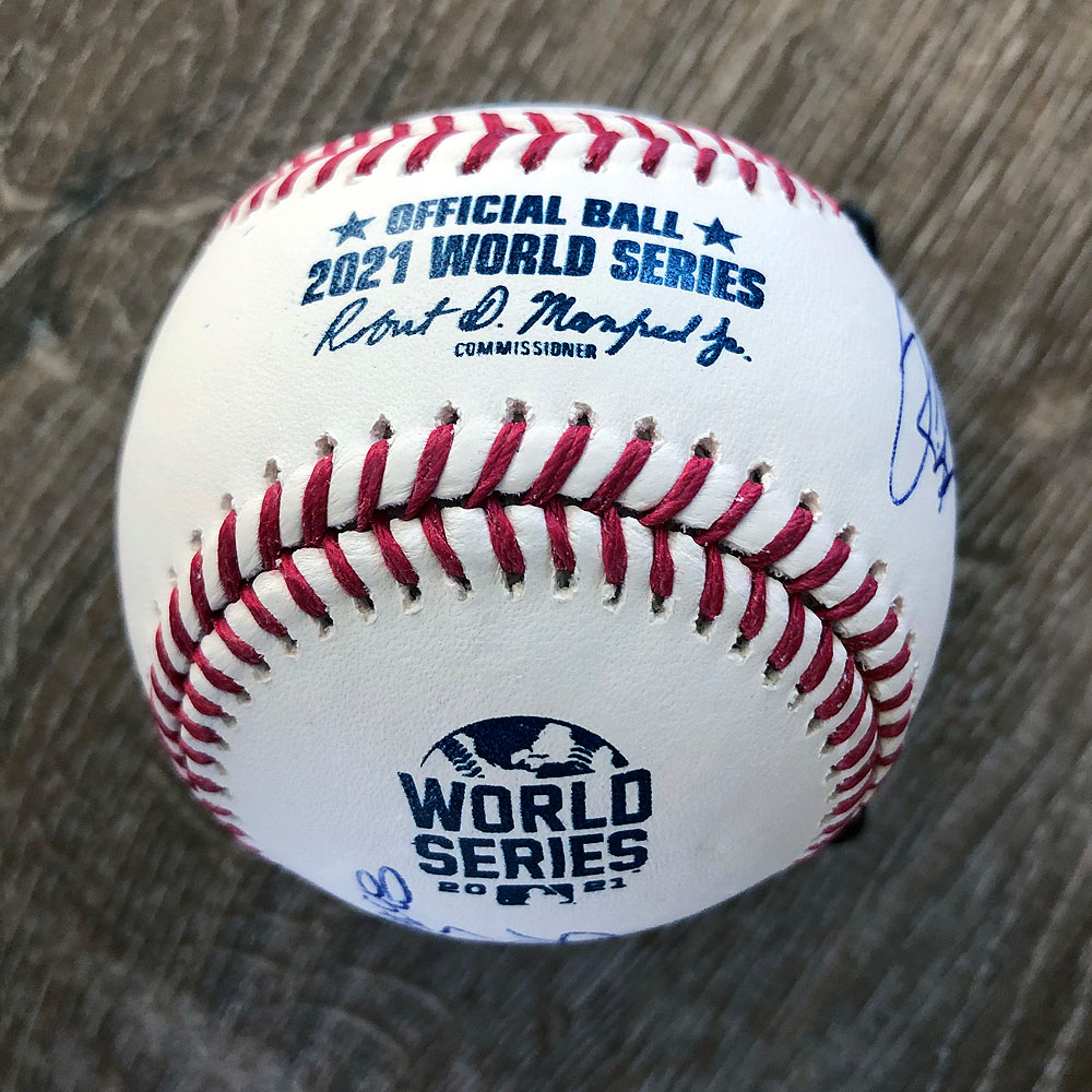 UMPS CARE AUCTION: 2021 World Series Crew Signed Baseball | Atlanta ...