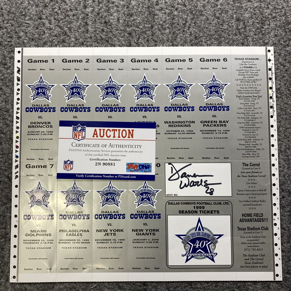 Marty Lyons Foundation - Dallas Cowboys Season Tickets Autographed by ...