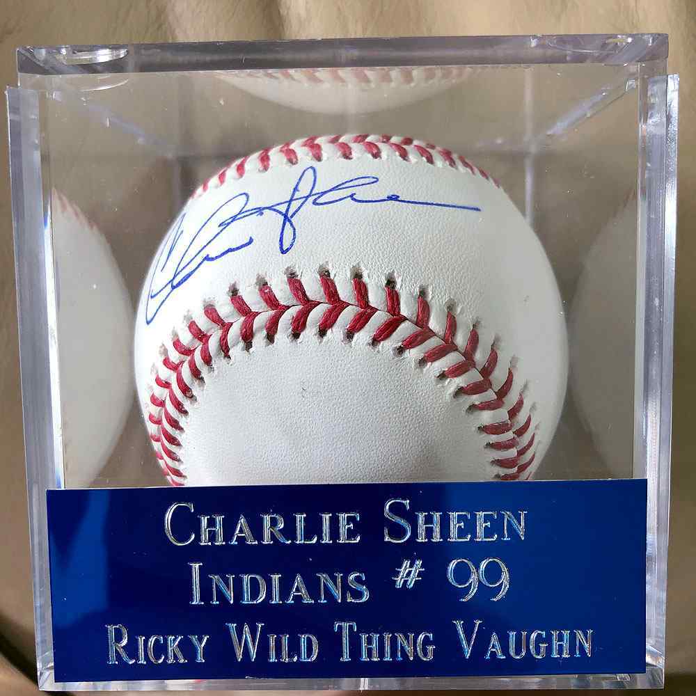 UMPS CARE AUCTION: Charlie Sheen Signed Baseball | MLB Auctions