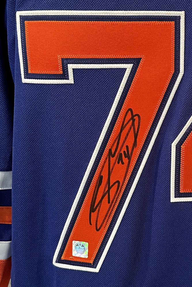 Stuart Skinner #74 - Autographed Edmonton Oilers Royal Blue Adidas Retail Pro Authentic Jersey ...