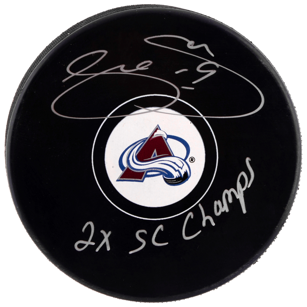 Joe Sakic Colorado Avalanche Autographed Hockey Puck with 2x SC Champs ...