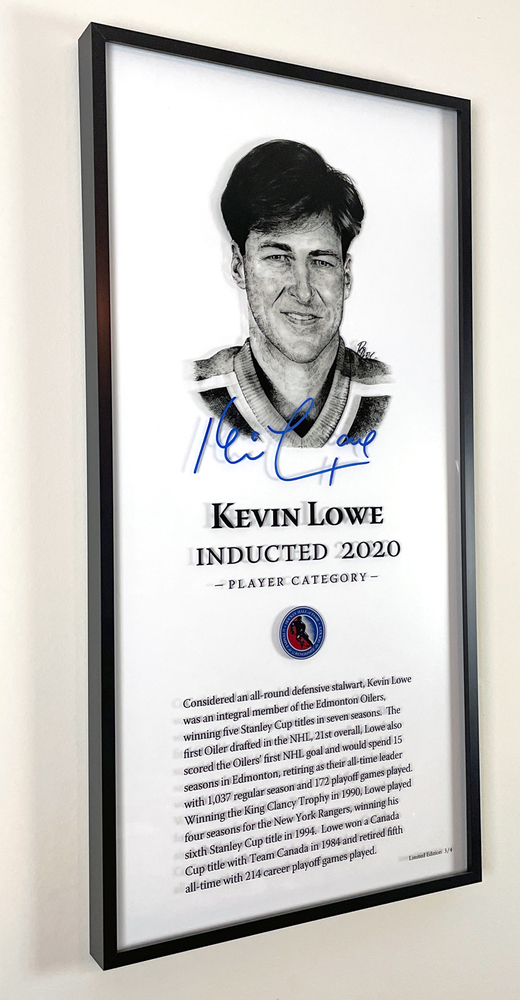 Kevin Lowe #4 - Autographed Edmonton Oilers Hall of Fame Room 14"x28 ...