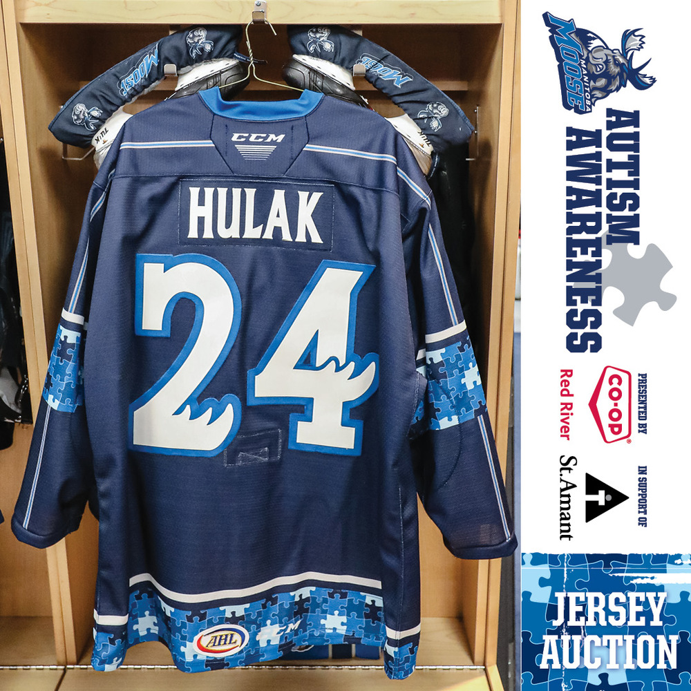 DEREK HULAK Game Issued Autism Awareness Jersey - NHL Auctions