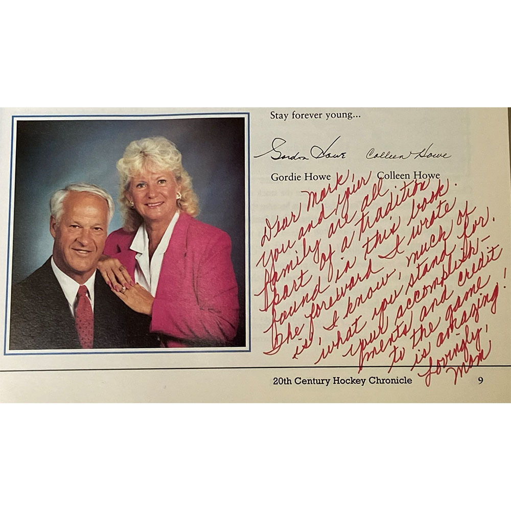 Hockey Chronicle Hardcover Book - Gifted from Colleen to Mark Howe w ...