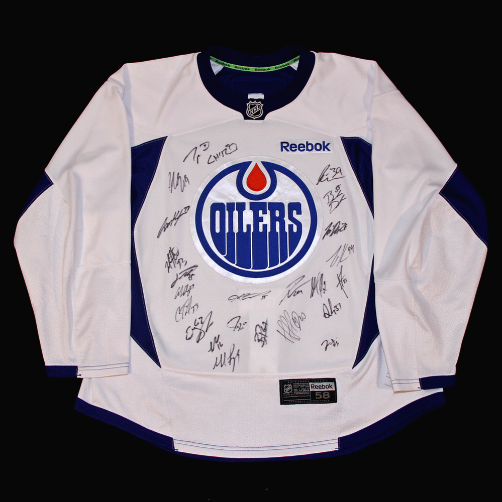 2015-16 Edmonton Oilers Team Signed White Oilers RBK Practice Jersey ...