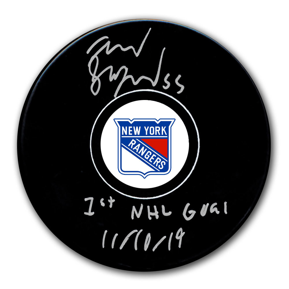 Ryan Lindgren New York Rangers 1st NHL Goal 11/10/19 Autographed Puck ...