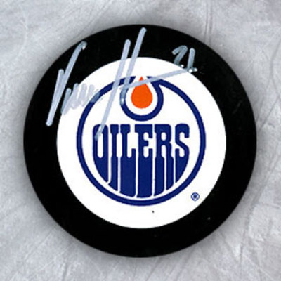 VINCENT DAMPHOUSSE Edmonton Oilers Autographed Hockey Puck - NHL Auctions