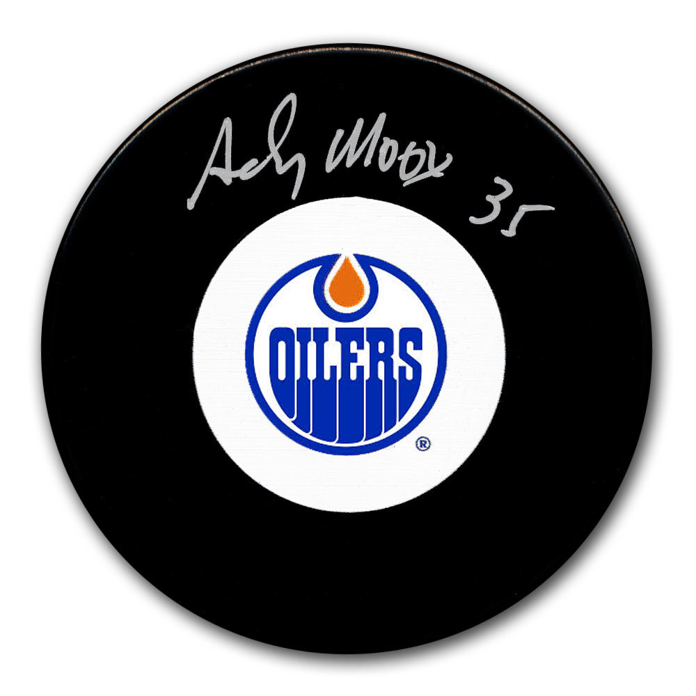Andy Moog Edmonton Oilers Autographed Puck - NHL Auctions