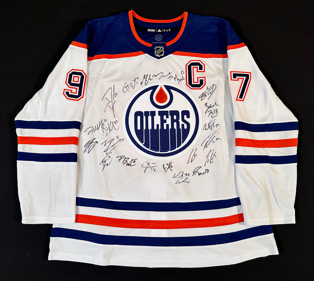 2023-24 Edmonton Oilers Team-Signed White Oilers Adidas Retail Pro ...