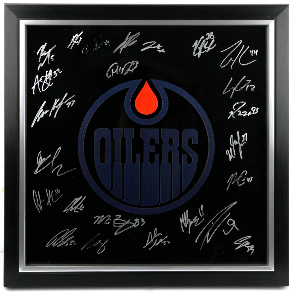 2018-19 Edmonton Oilers Team-Signed & Framed Oilers Die-cut Logo Frame ...
