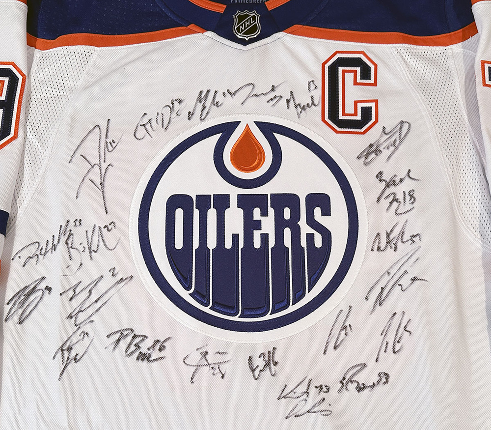 2023-24 Edmonton Oilers Team-Signed White Oilers Adidas Retail Pro ...