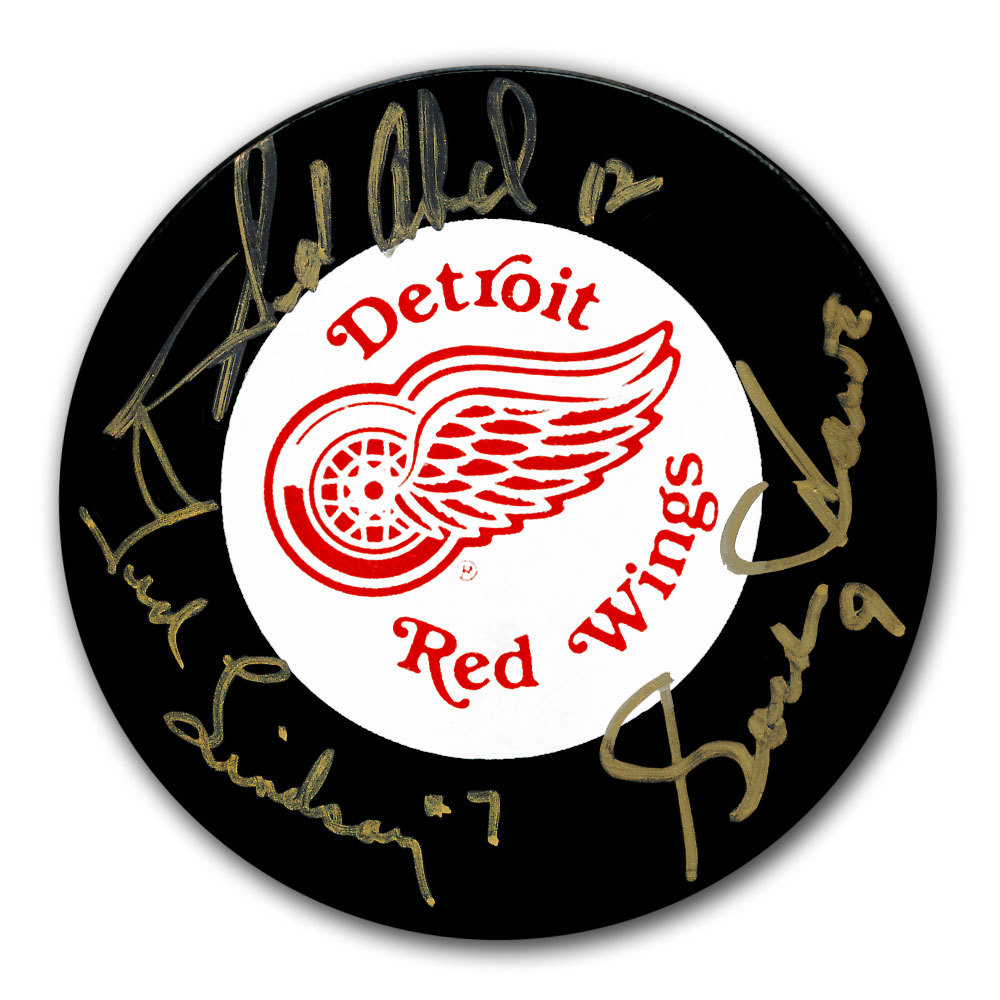 Gordie Howe Sid Abel Ted Lindsay Detroit Red Wings Gold Autographed ...