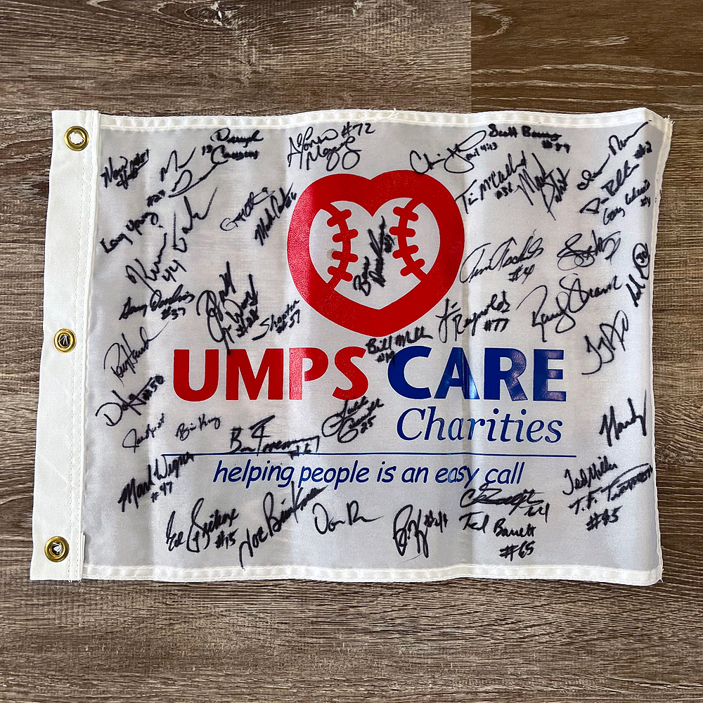 UMPS CARE AUCTION: UMPS CARE Umpire Signed Pin Flag | MLB Auctions