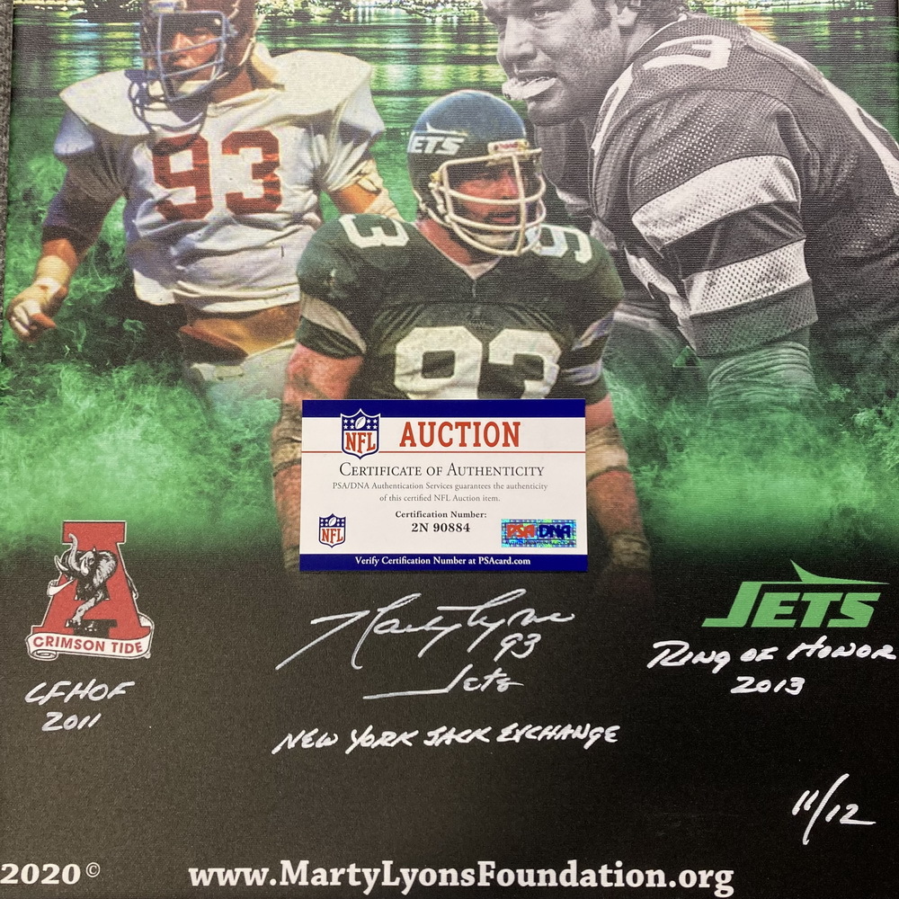 Marty Lyons Foundation -New York Jets Legend Marty Lyons Signed Limited ...