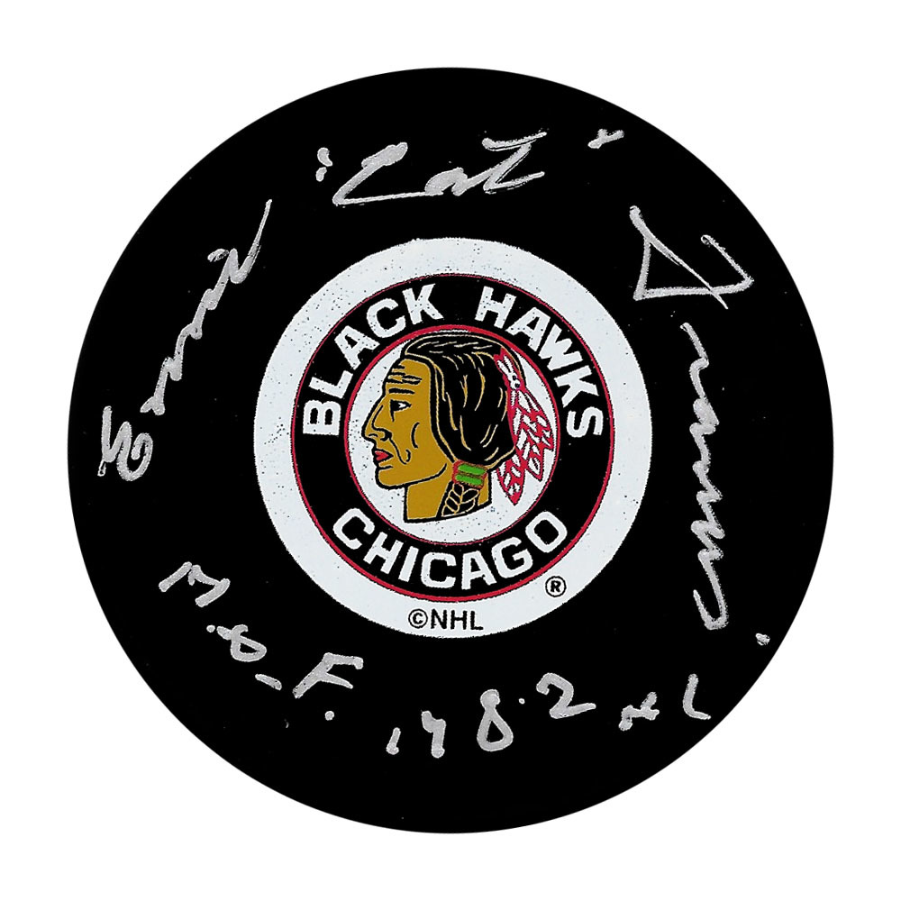 Emile Francis Autographed Chicago Blackhawks Puck w/HOF 1982 ...